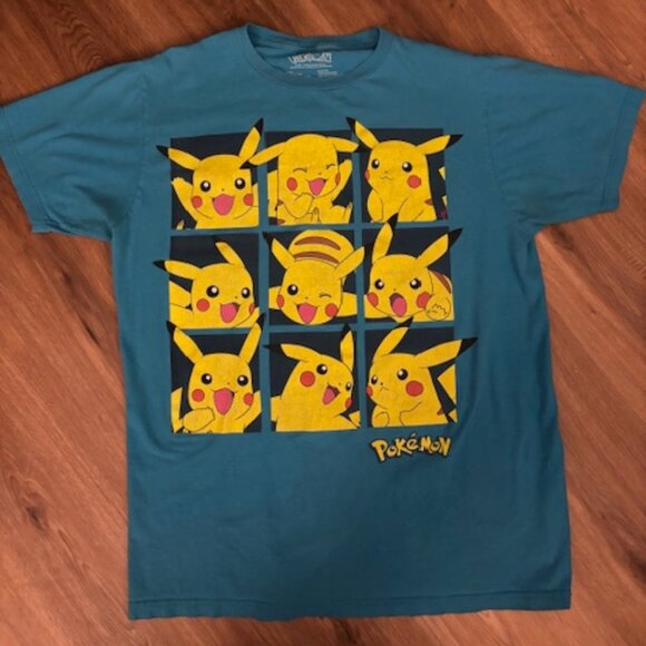 Pokemon | Shirts | Pokemon Pikachu Aqua Blue 21 Tee Shirt Large | Poshmark